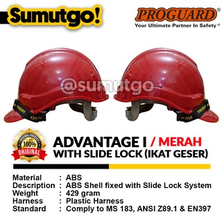 Jual Proguard Advantage 1 Safety Helmet Slide Lock Stazon Red / Helm ...