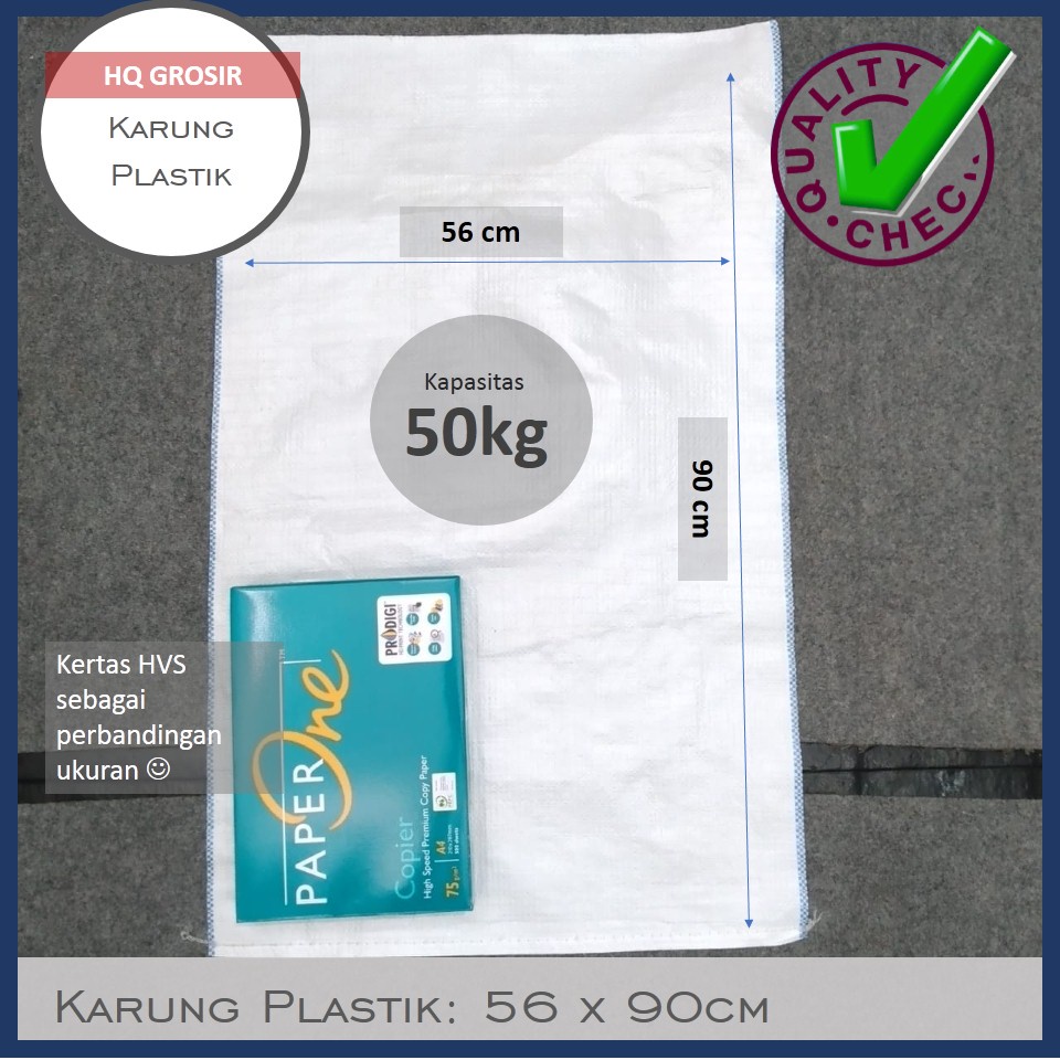 Jual Karung Plastik Premium Polos 56x90cm Karung Beras 50Kg - isi 10 ...