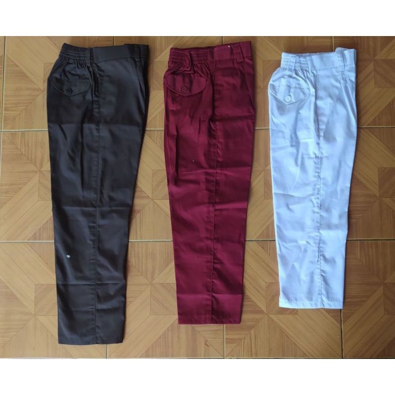 Jual Celana panjang anak sekolah model karet seragam sekolah SD/MI warna coklat merah putih ...
