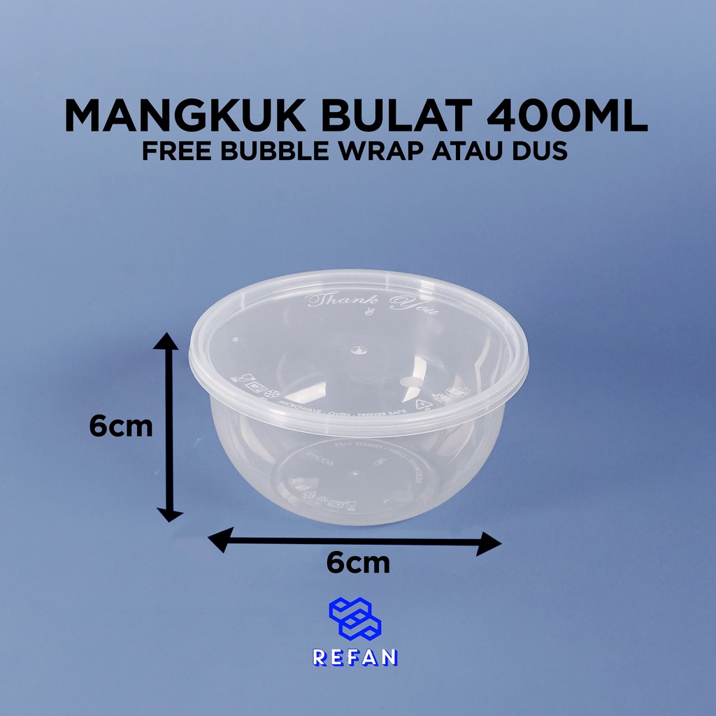 Jual Kotak Makan Plastik / Thinwall / Food Container - Bulat 400ml ...