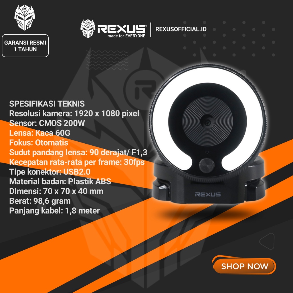 Jual Rexus Webcam Stream Alva II SW-RX03 With Mic + Ring Light | Shopee ...