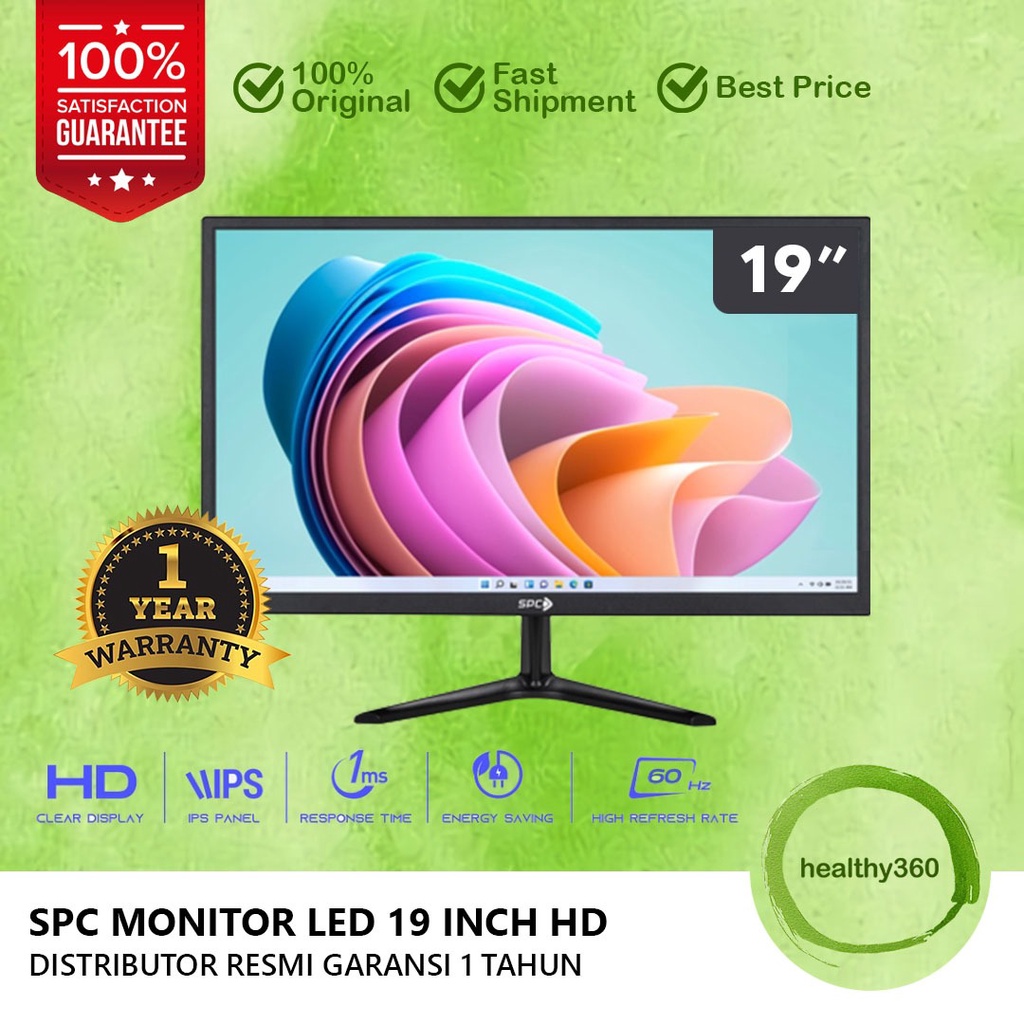 Jual LED Monitor PC Gaming SPC 19 inch Distributor Resmi | Shopee Indonesia