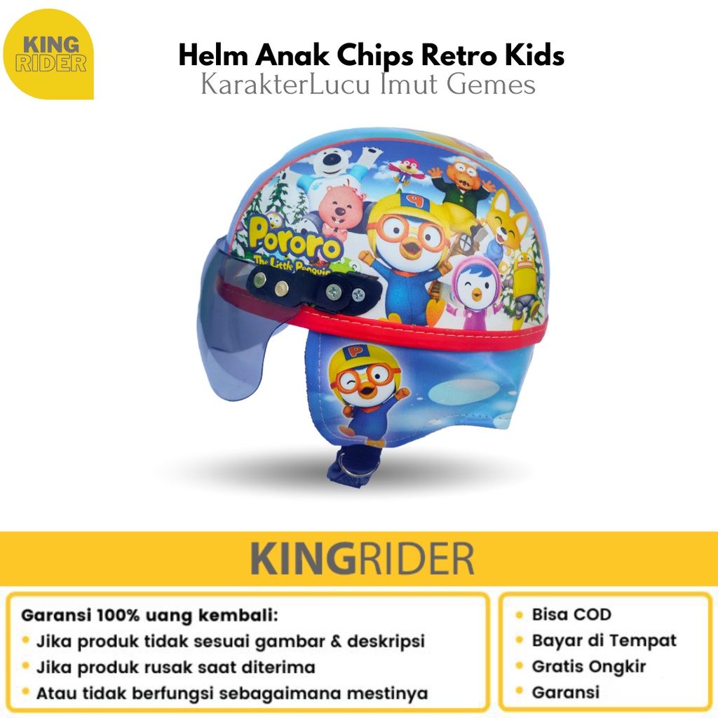 Jual Helm Anak Imut Lucu / helm retro / helm balita Karakter Pororo ...