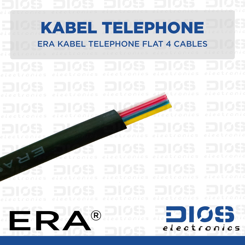 Jual Kabel Telephone Flat 4 Pin Hitam Gepeng ERA (per meter) | Shopee ...