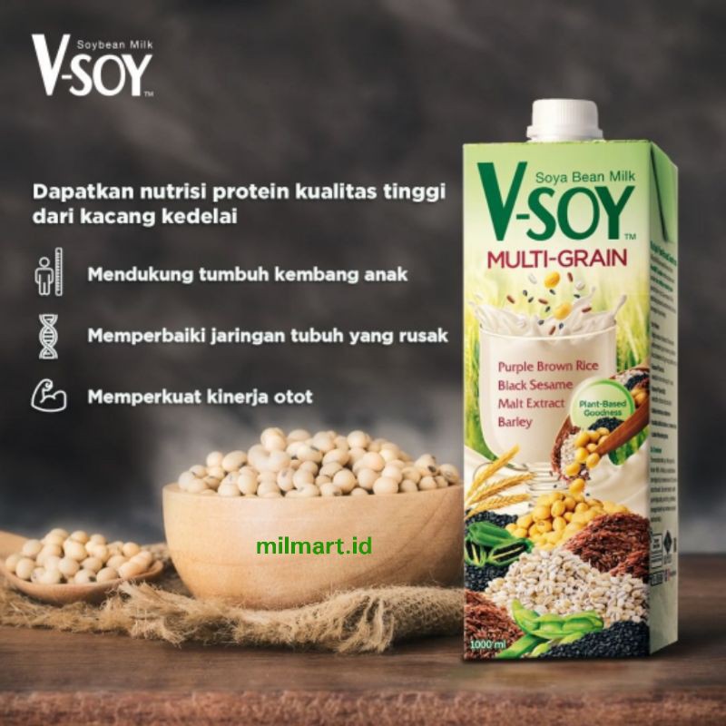 Jual V-SOY MULTI GRAIN SOY MILK 1 LTR MINUMAN SUSU KACANG KEDELAI ...