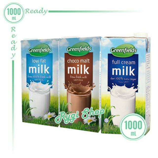 Jual Susu Greenfields UHT 1000 ml/1 liter lt Coklat full cream Low fat Greenfield | Shopee Indonesia