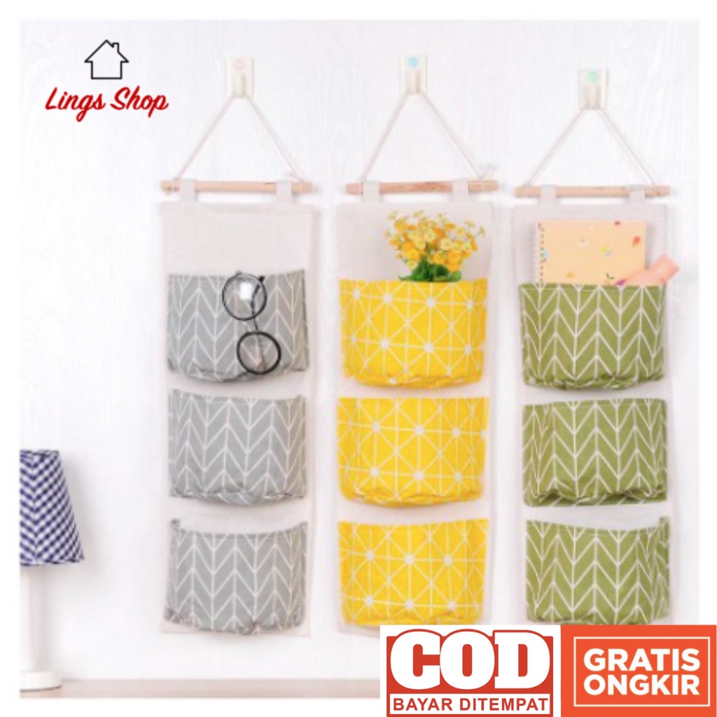 Jual Gantungan 3 kantong/Gantungan kantong/Storage bag organizer ...