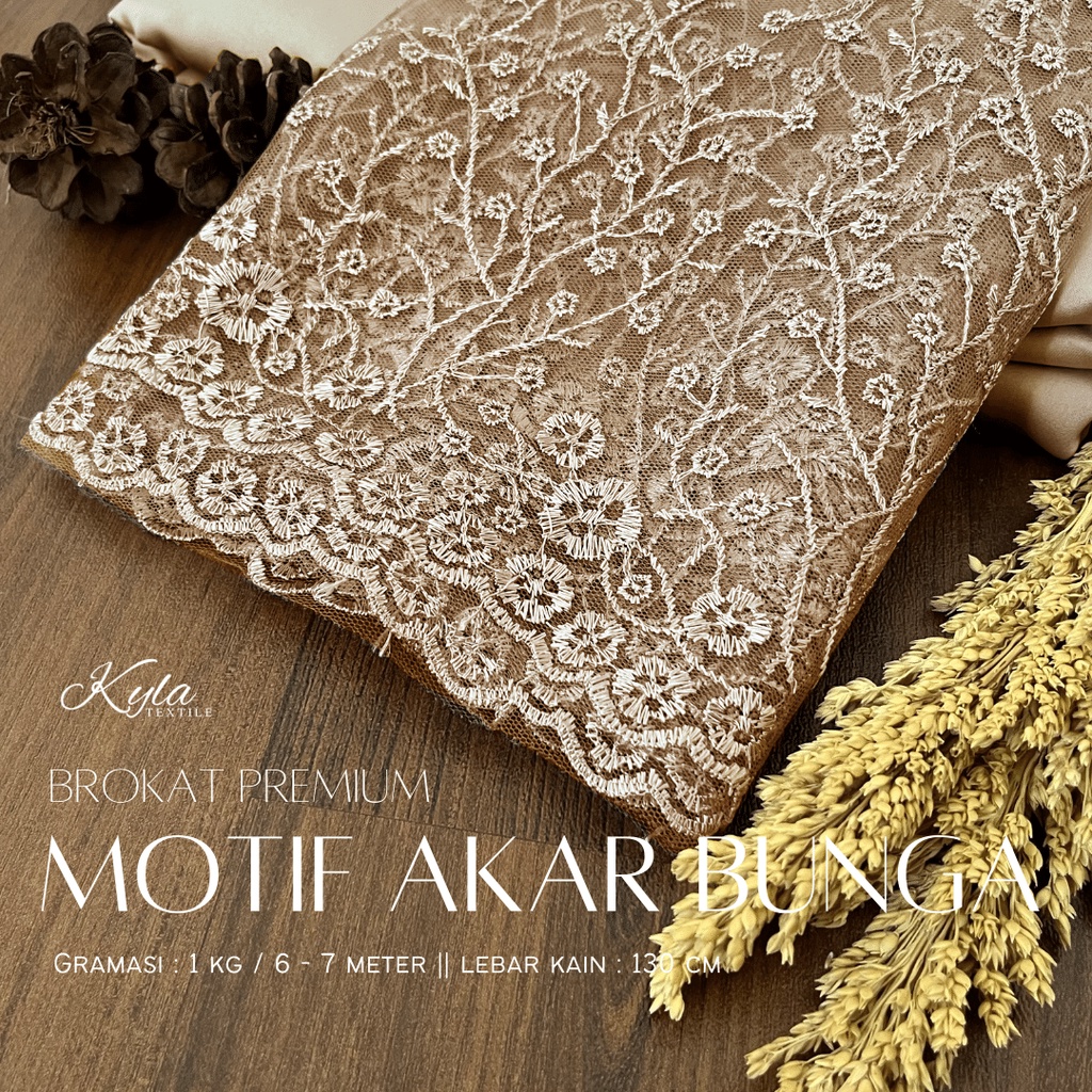 Jual 1/2 METER BROKAT TILE PRANCIS MOTIF AKAR BUNGA/BAHAN KEBAYA/BAHAN ...