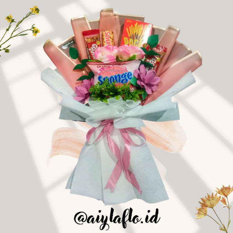 Jual Handbouquet Snack + Bunga /Buket Snack/Buket Bunga/Kado wisuda ...