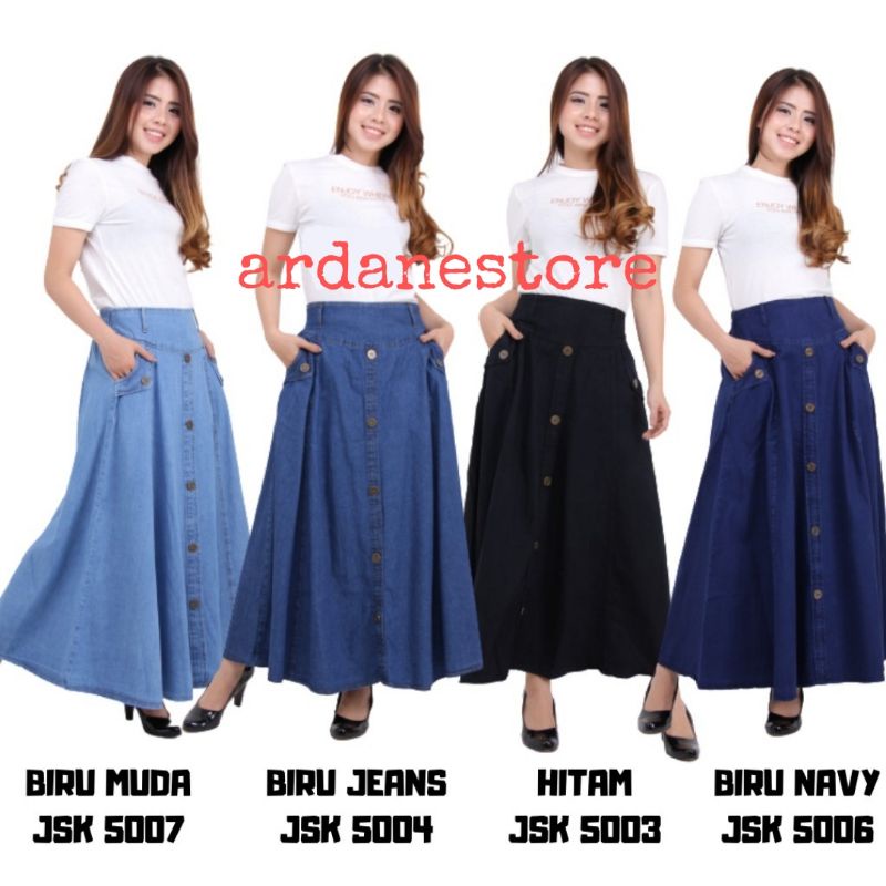 Jual Rok Jeans Korea - Rok Two Tone Skirt Jeans KOMBINASI Rok Payung ...