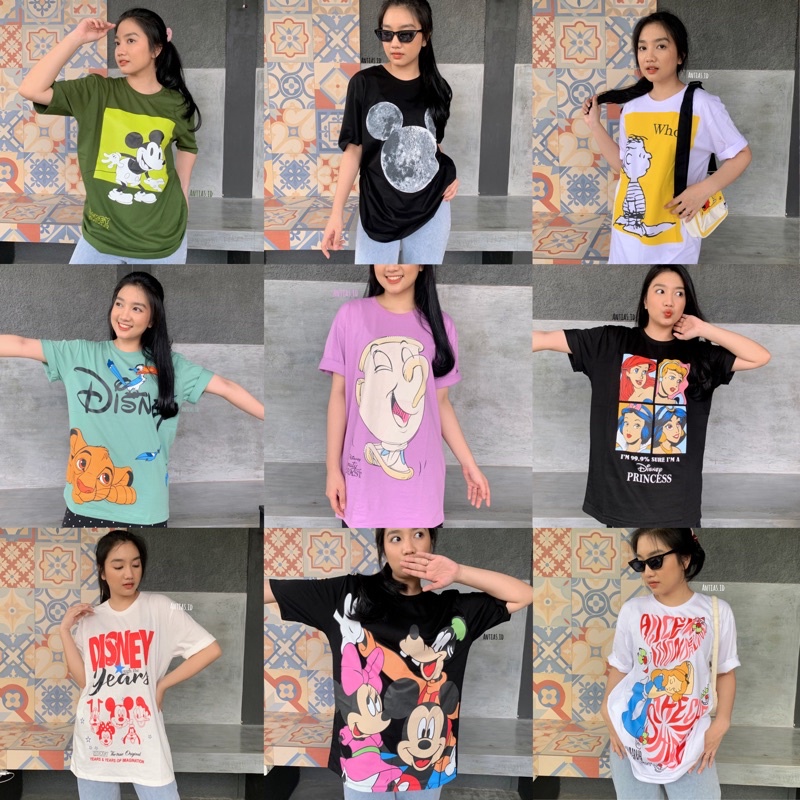Jual T-Shirt FULL TAG Brand Zar* Pull&bea* x Disney / Kaos unisex ...