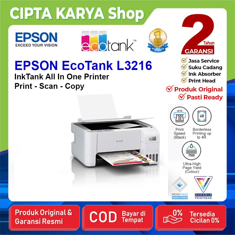 Jual Epson L3216 (White) All in One Ink Tank Printer | Shopee Indonesia