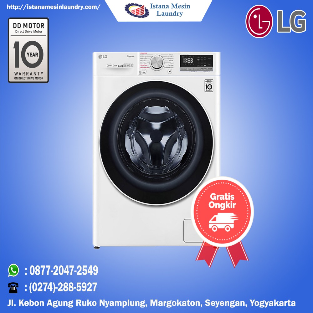 Jual Mesin Cuci LG front loading 8.5 kg FV1285S3WS | Shopee Indonesia