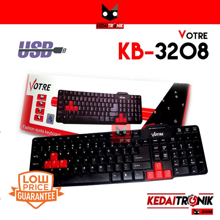 Jual Keyboard Votre KB-3208 USB MURAH BERKUALITAS GAMING Black Kabel ...