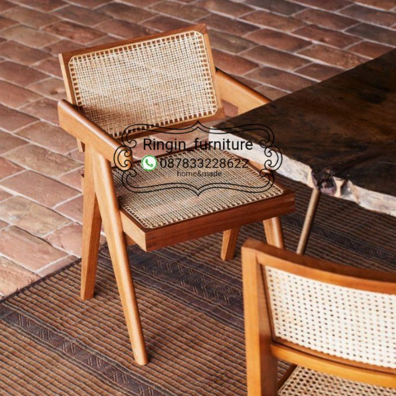 Jual kursi rotan tamu kursi rotan makan minimalis kayu jati Aesthetic ...