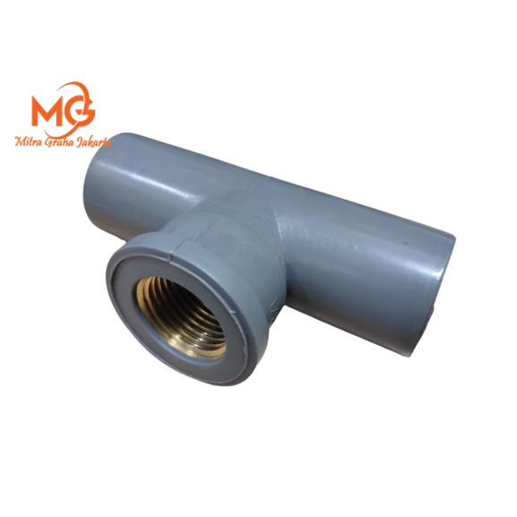 Jual Tee pvc drat dalam kuningan 1/2 inch /kualitas bagus murah pralon ...