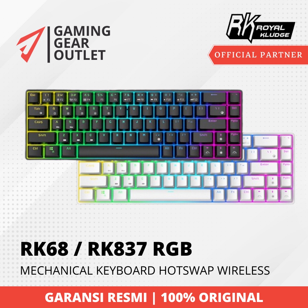Jual ROYAL KLUDGE RK68 / RK837 RGB MECHANICAL KEYBOARD 3 MODE HOTSWAP | Shopee Indonesia