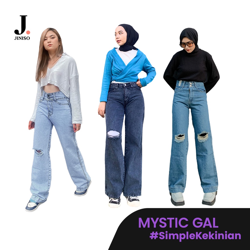 Jual JINISO - Ripped Highwaist Mystic Gal Jeans Vol. 3 | Shopee Indonesia