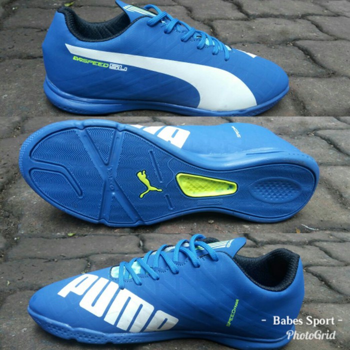 TERBARU Sepatu Futsal Puma Evospeed SL Biru list Putih Grade Ori ...