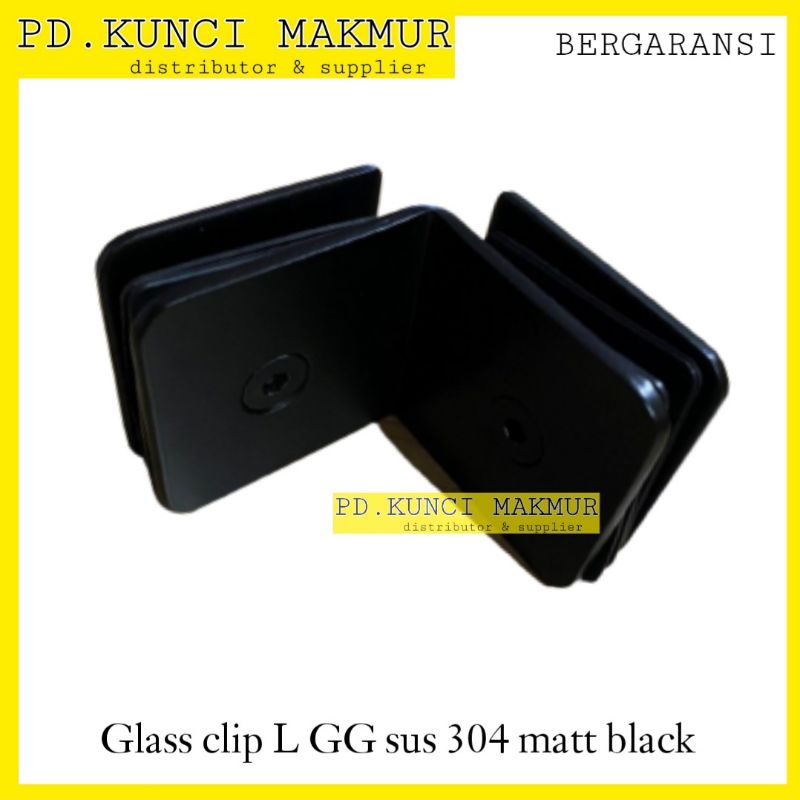 Jual glass clip L connektor kaca ke kaca matt black sambungan kaca ke ...