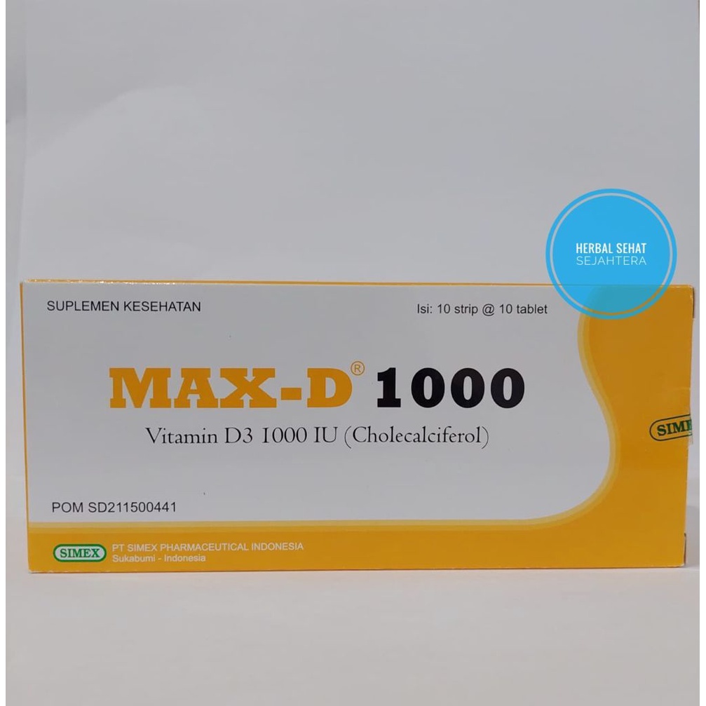 Jual MAX D 1000 IU Max D 1000 isi 100 Tablet Per box - Vitamin D3 1000 ...