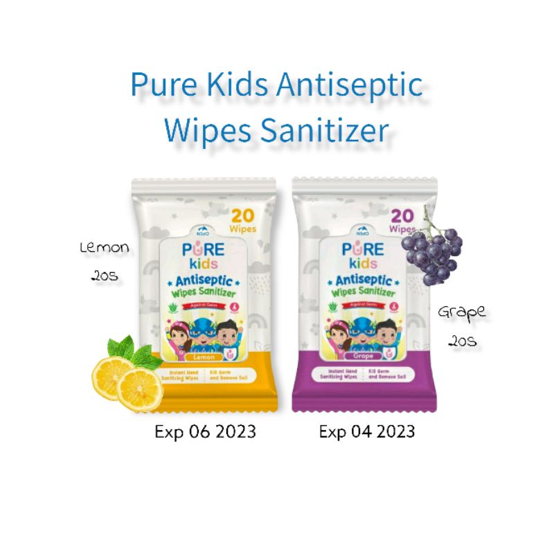 Jual Pure Kids Antiseptik Wipes Sanitizer 20s (Exp 2023) Original 100% ...