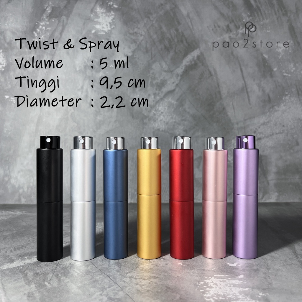 Jual Botol Twist and Spray 5ml - Botol Kaca Spray Aluminium - Parfum ...