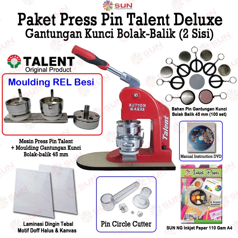 Jual Paket Alat Mesin Press Pin Talent Deluxe 44mm / 58mm / Peniti 75mm ...