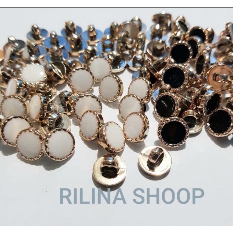 Jual COD 100 pcs Kancing Baju 11 mm / Kancing Jamur Motif Gerigi Hitam ...