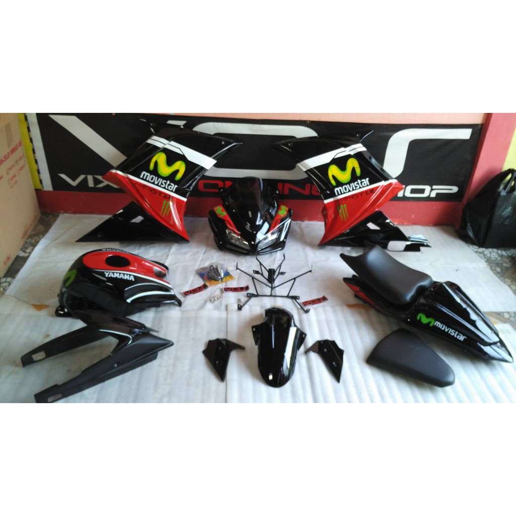 Jual FUll FAIRING MODEL R25 V2 UNTUK NEW VIXION satu sett HITAM MERAH ...