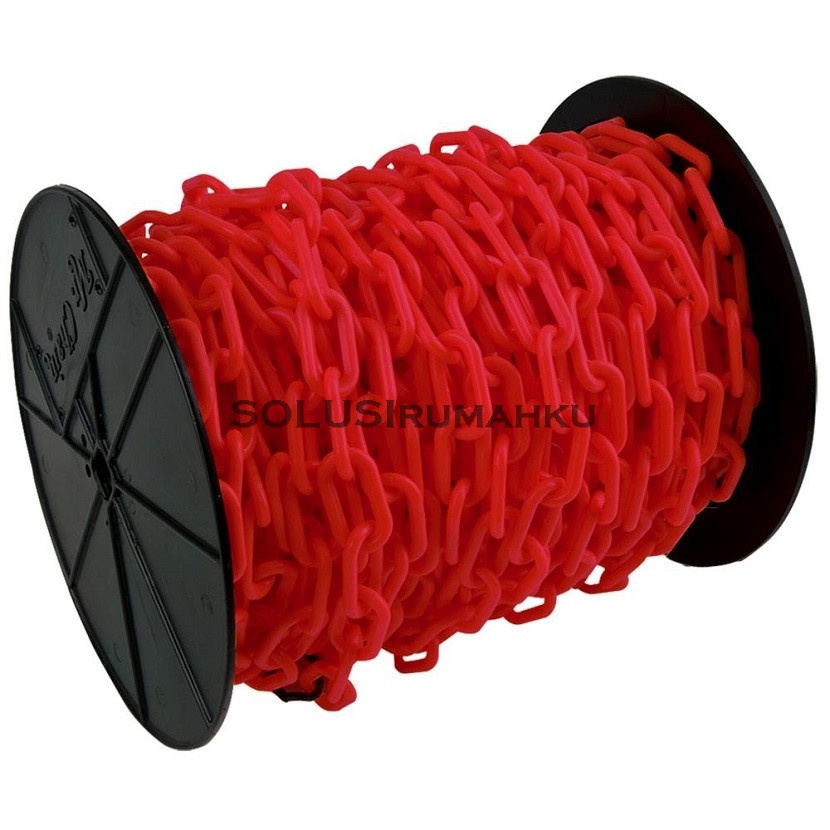 Jual Per Meter RANTAI PLASTIK 6 mm MERAH PVC Pembatas Traffic Cone ...