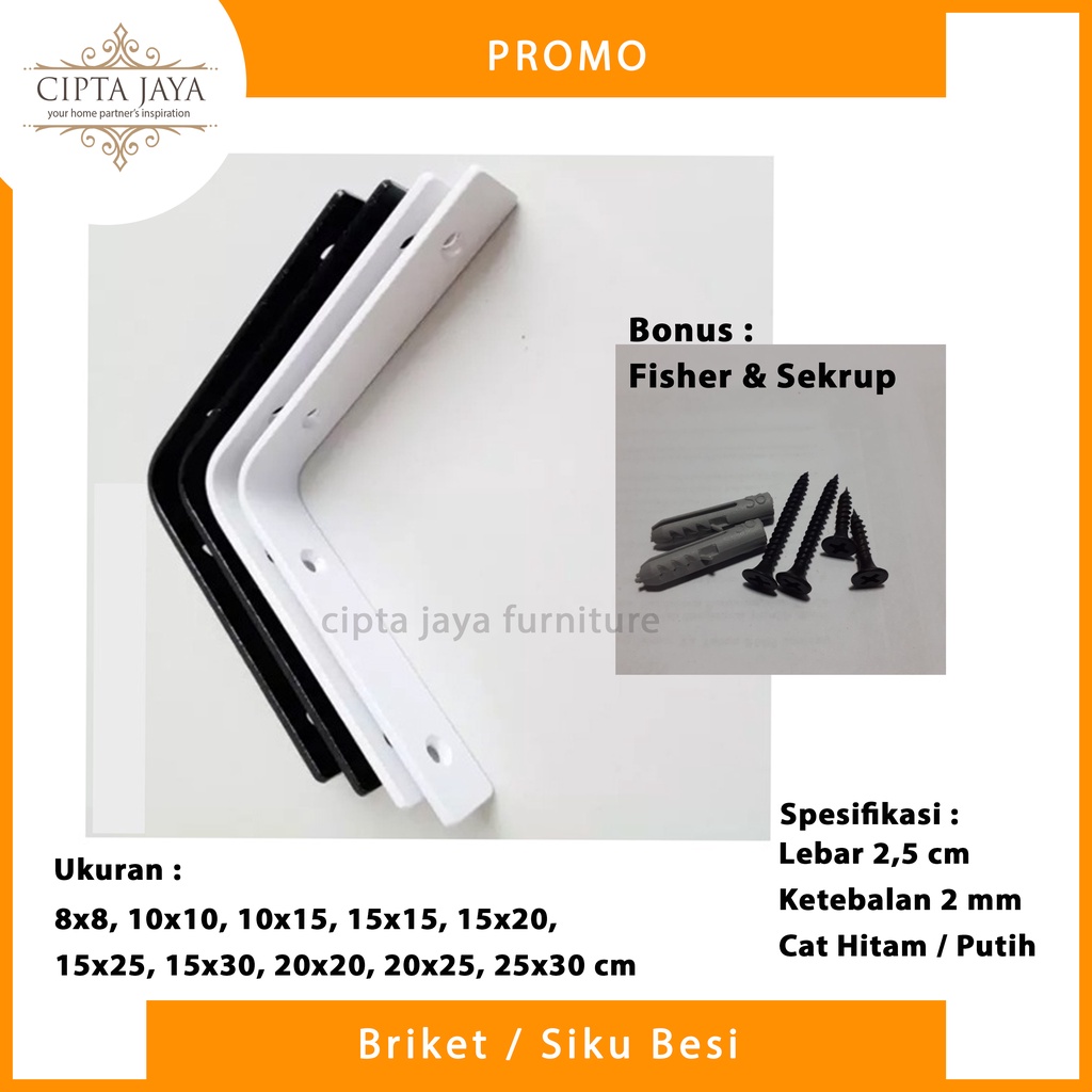 Jual Cipta Jaya - Siku Briket Plat Besi Rak Ambalan Dinding Tempel ...
