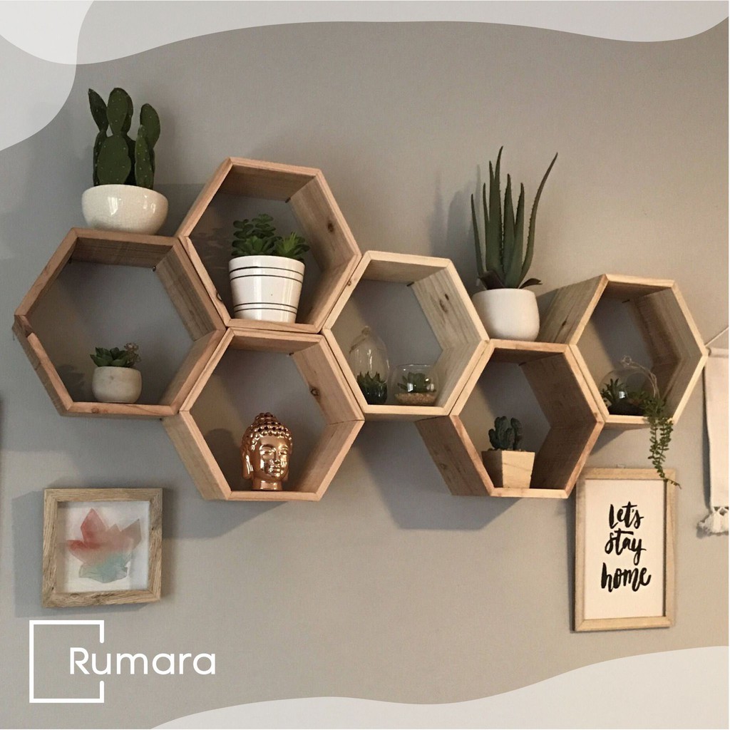 Jual RAK DINDING MINIMALIS HEXAGONAL 3buah | Shopee Indonesia