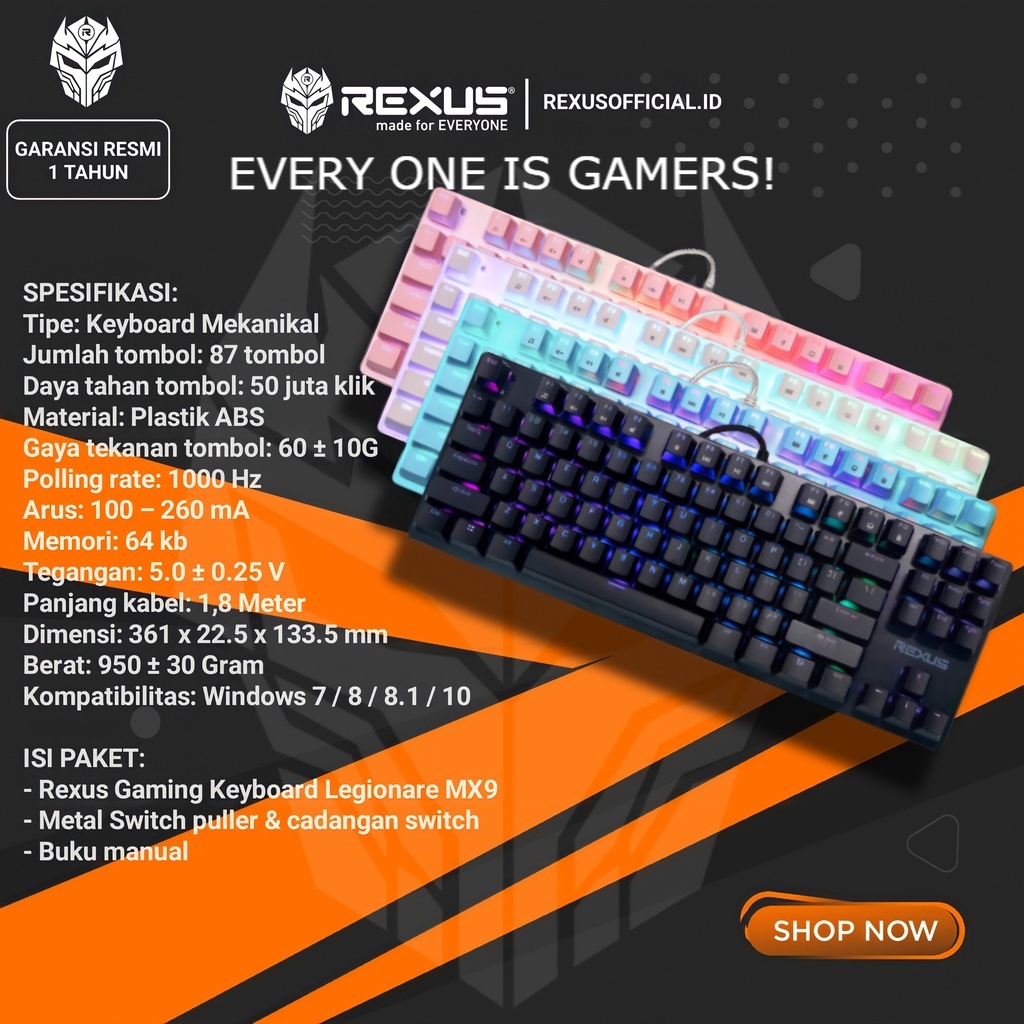 Jual Keyboard gaming RGB kyboard gaming Rexus Keyboard Gaming ...
