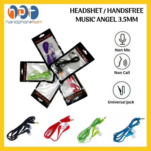 Headset Wired Music Angel Non Mic Earphone Super Bass Handsfree Kabel ...