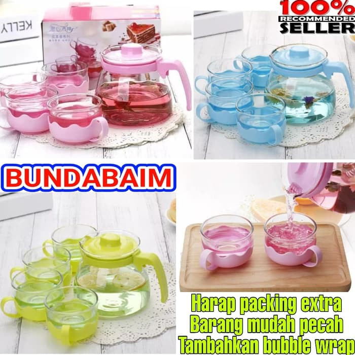 Jual TEAPOT KACA TEKO TEH TK51N / TEKO SET TEA POT GELAS CANGKIR KOPI ...
