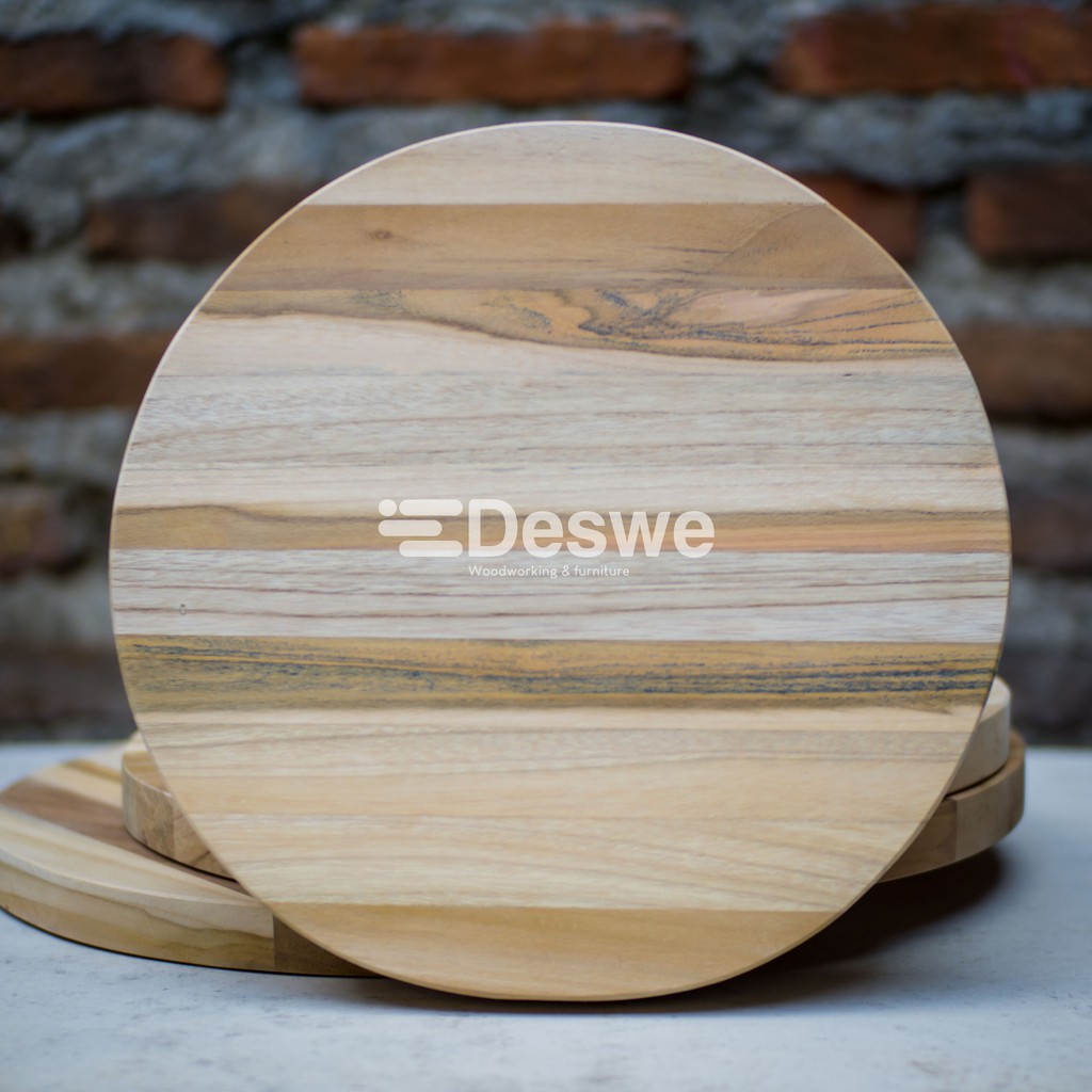 Jual Talenan Kayu Jati bulat diameter 25cm/wooden cutting board ...