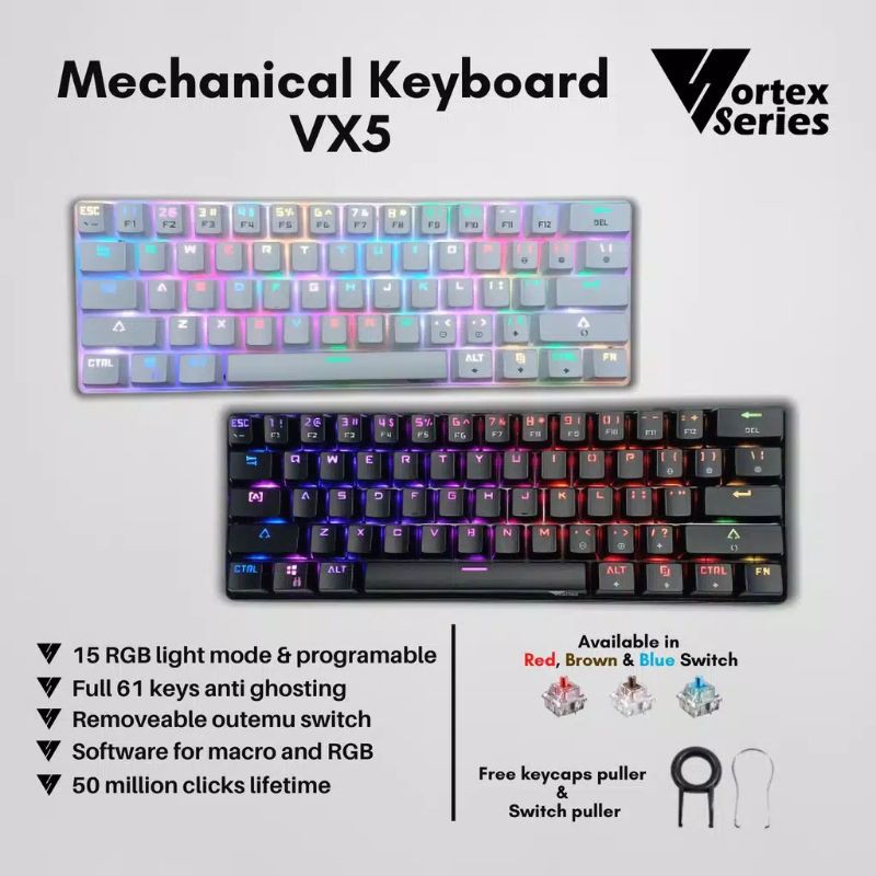 mechanical keyboard vortex vx5 red switch | Shopee Indonesia