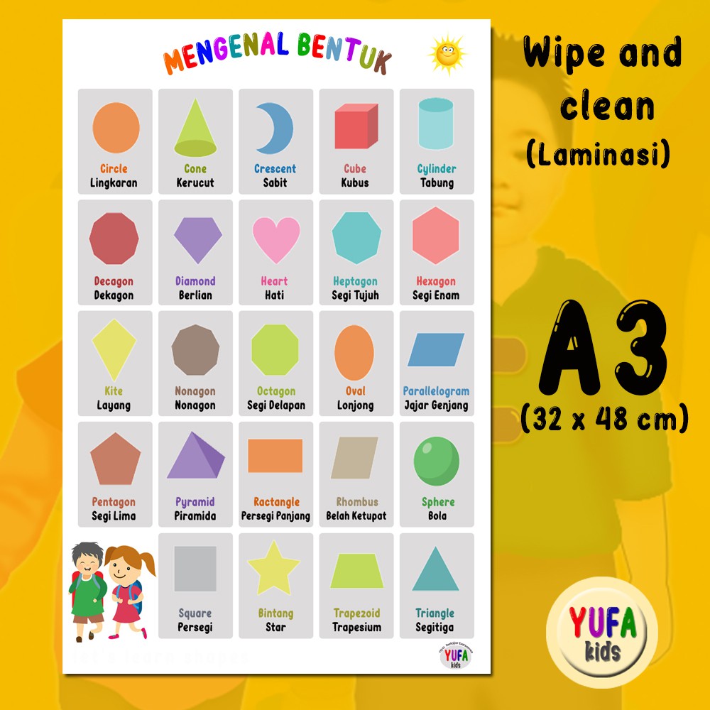 Jual 062 Poster mengenal bentuk shapes - poster shapes - Poster Edukasi ...