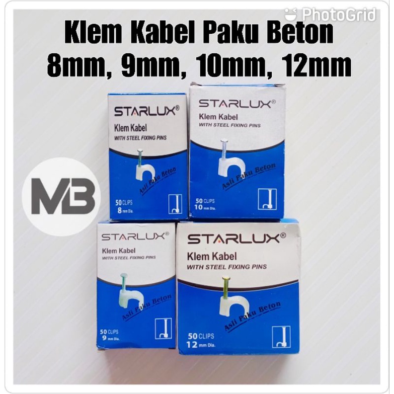 Jual Klem Kabel 50 Pcs Dengan Paku Beton 8mm, 9mm, 10mm dan 12mm l ...