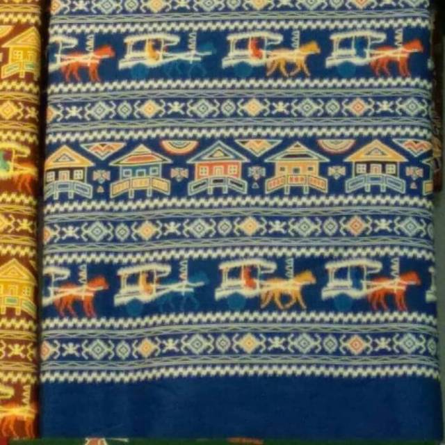 Jual Kain Batik Manado motif "Rumah adat & Bendi" | Shopee Indonesia