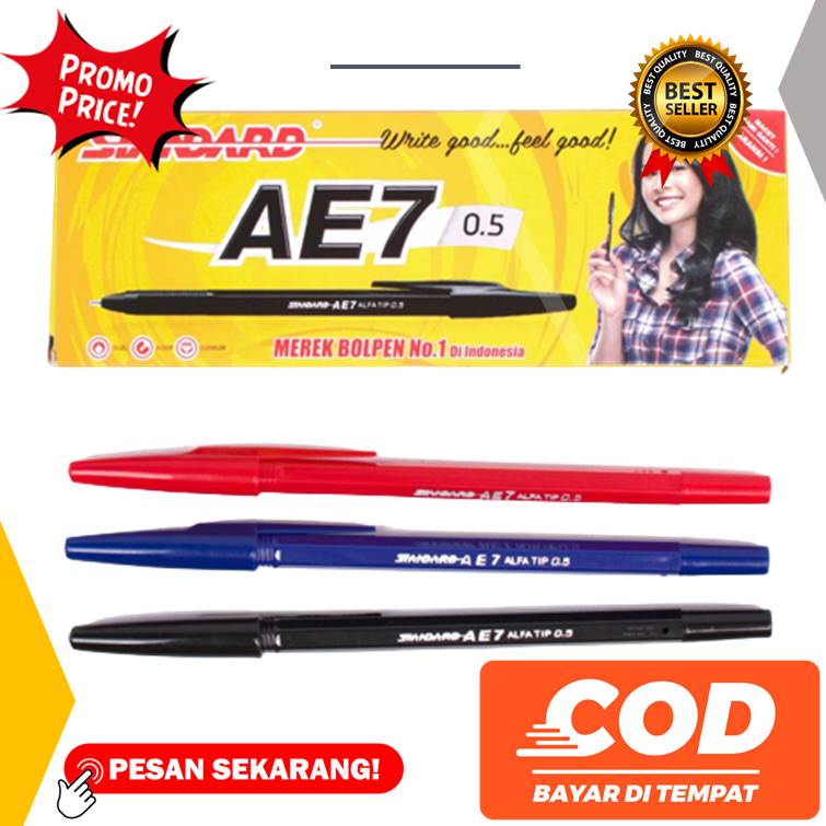 Jual Pulpen STANDAR ae7 1pack bolpoin standart | Shopee Indonesia