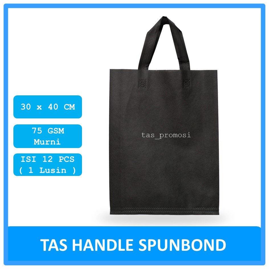 Jual Goodie bag Spunbond Handle 30x40 Hitam Satuan / Tas Spunbond Polos | Shopee Indonesia