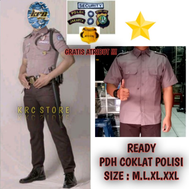 Jual Seragam PDH Security Coklat Polis Baru + atribut / Seragam PDH Satpam Cokat /Seragam SATPAM ...