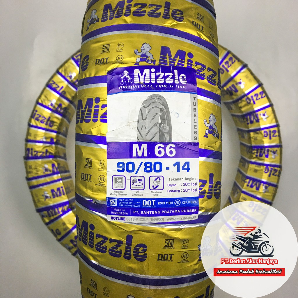 Jual Mizzle M66 90/80-14 Ban Motor Matic Tubeless + Pentil | Shopee ...