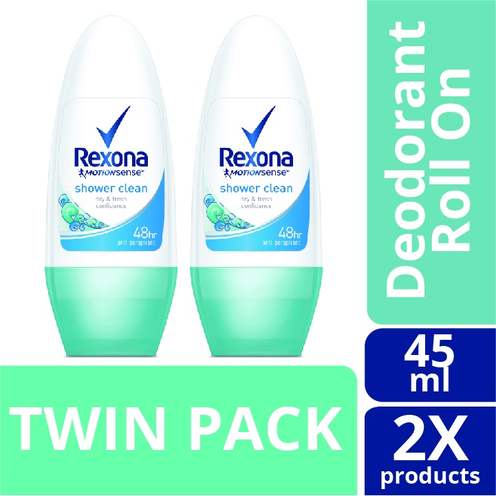 Jual Rexona Women Anti Perspirant Deodorant Roll On Shower Clean 45 ml Twin Pack | Shopee Indonesia