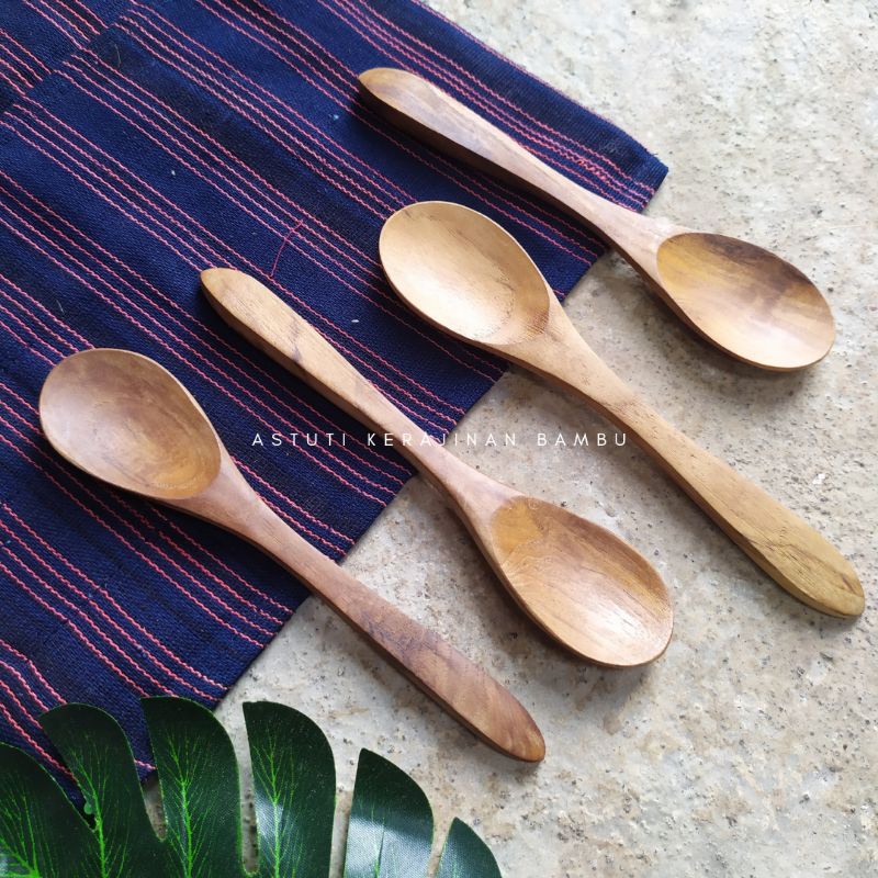 Jual Sendok Garpu Kayu Jati 18 cm/Cutlery Set Kayu Jati/Wooden Spoon ...