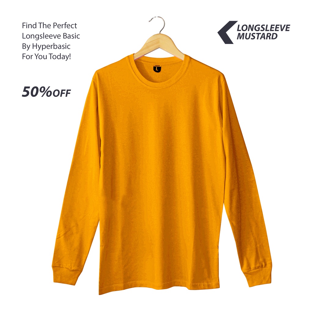 Jual Baju Kaos Polos Lengan Panjang Wanita Warna Kuning Mustard Cotton ...