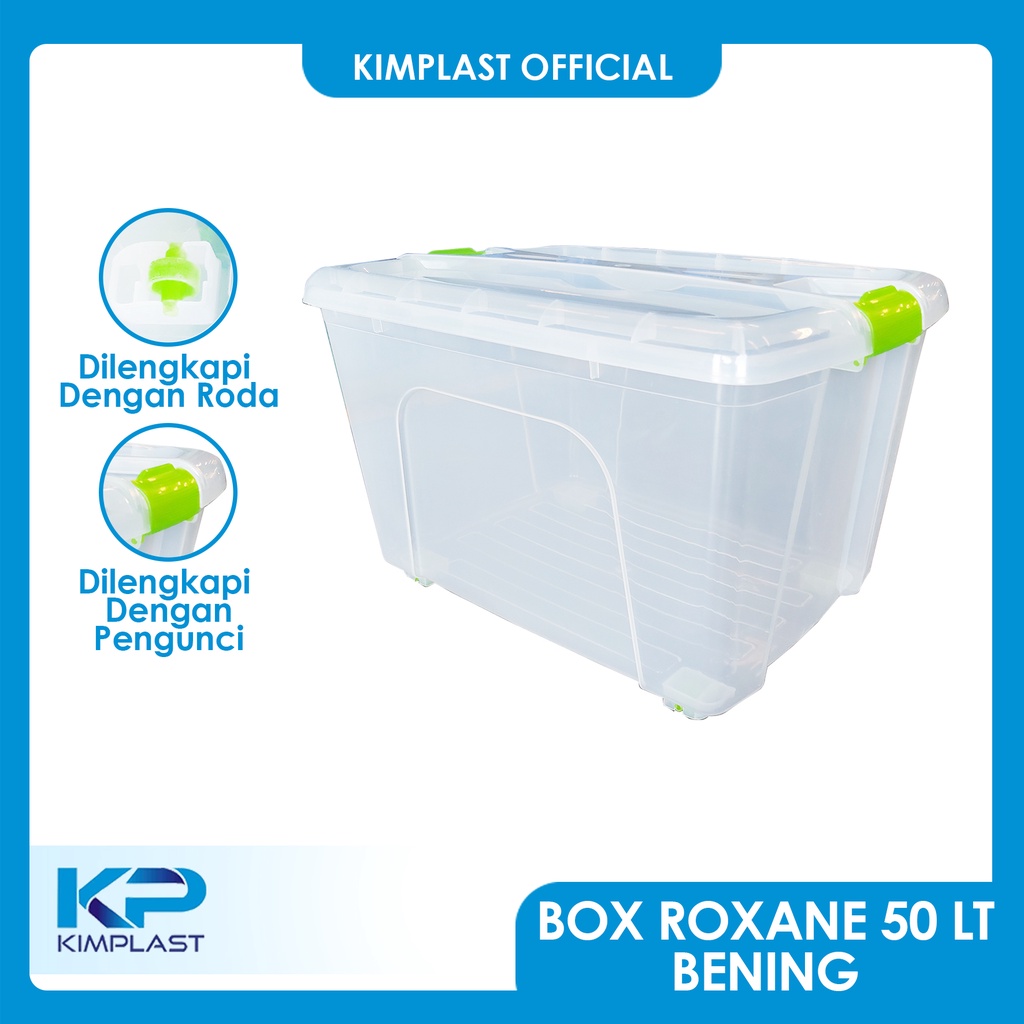 Jual KIMPLAST Box Container Bening 50 Liter / Dengan Roda / Rak ...