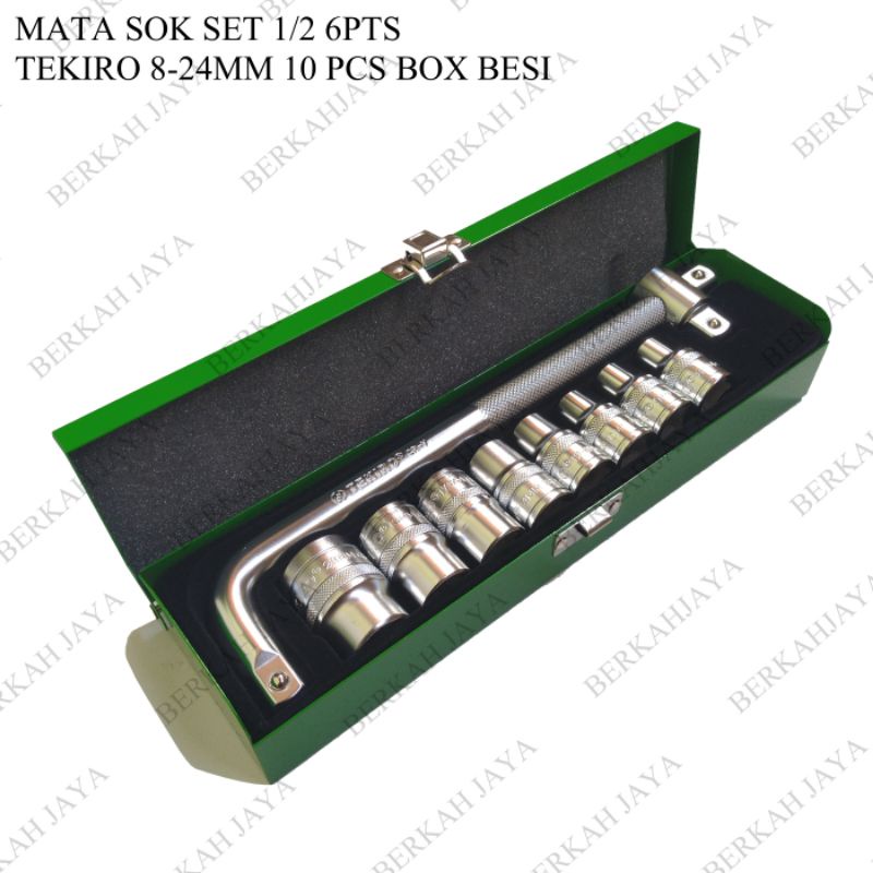 Jual TEKIRO Kunci Sock Set 6PT 1/2 Inch DR / Hand Sokcket Set Tekiro 10 pcs Box Besi / Kunci sok ...